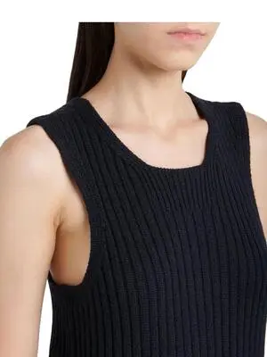 Bottega Veneta Ribbed Wool Mini Dress - Midniteblu