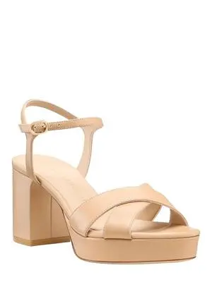 STUART WEITZMAN 80mm Dayna Leather Platform Sandals - Adobe
