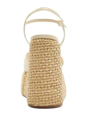 Schutz 120mm Keefa Leather And Raffia Platform Sandals - Egg Shell