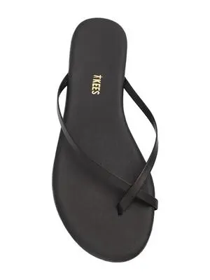 Tkees Riley Metallic Leather Crisscross Flat Thong Sandals - Sable
