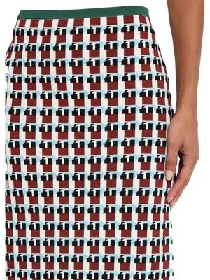 ZANKOV Raven Geo Wool Midi Skirt - Suede Mult