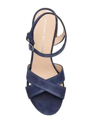 STUART WEITZMAN Alyssa 85mm Suede Block-heel Sandals - Nice Blue/