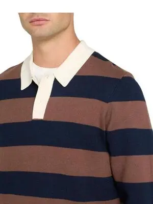 Rails Apos;s Luther Striped Cotton Rugby Polo Sweater - Navy Carob