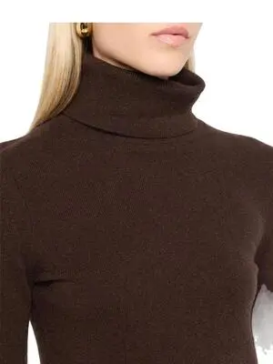 Simkhai Fenwick Cashmere Turtleneck Sweater Chocolate