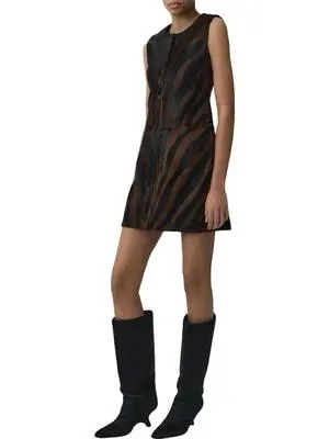 Simkhai Sonoma -striped Leather Mini Dress - Zebra