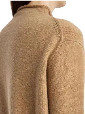 Khaite Annora Funnel-neck Wool-cashmere Cardigan - Camel