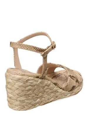STUART WEITZMAN 65mm Dayna Snake-printed Leather Espadrille Wedge Sandals