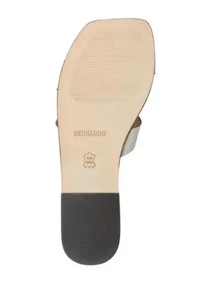 Bernardo Oxford Leather Flat Slide Sandals - Eggshell