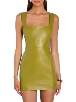 Retrofete Tilde Leather Mini Dress - Basil