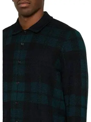 Rag & Bone Apos;s Wool Knit Plaid Button-front Shirt - Blue Multi