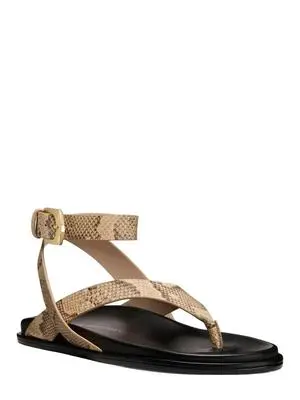 STUART WEITZMAN Marykate Snake-printed Leather Sandals - Adobe