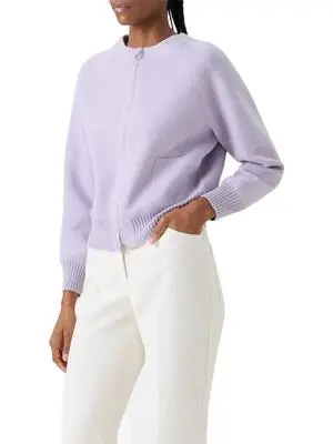 Akris Cashmere Pique Zipped Cardigan - Malva