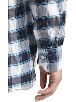 Kiton Apos;s Cotton Plaid Button-down Shirt - Turquoise