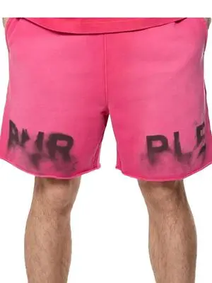 PURPLE BRAND Apos;s Fleece Smudge-logo Drawstring Shorts - Red