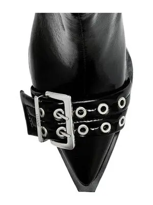 GANNI 50mm Buckle-detail Faux-leather Boots