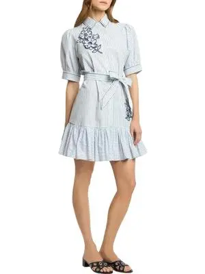 Cinq À Sept Zadie Pinstripe Floral Mini Dress - White Mult