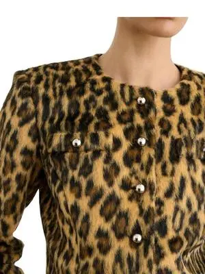 TOCCIN Aivana Leopard Faux Fur Cropped Jacket - Multi