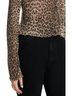 RE/DONE Isabelle Rib-knit Cardigan - Leopard