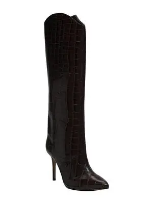 SCHUTZ 90mm Maryana Croc-printed Leather Knee-high Boots
