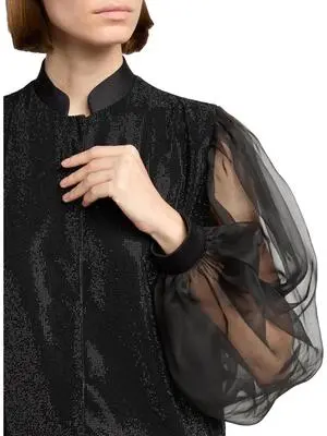 GIORGIO ARMANI Embellished Balloon-sleeve Silk Shirt