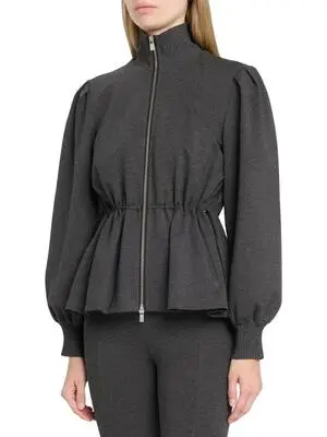 TOCCIN Ida Zip-front Peplum Jacket - Shadow