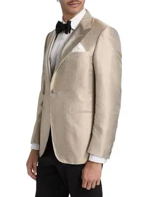 Canali Apos;s Silk Chevron Satin Peak Lapel Tuxedo Jacket - Copper