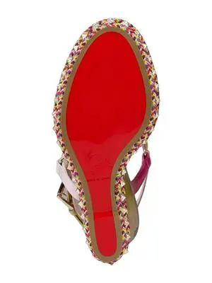 CHRISTIAN LOUBOUTIN 110mm Pyra Clou Satin Spike Wedge Sandals - Multi/lin