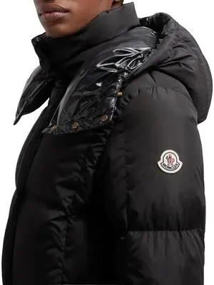 MONCLER Litte Square-quilted Hooded Long Down Jacket