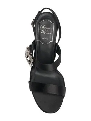 ROGER VIVIER 85mm Mini Bouquet Satin Slingback Sandals - Nero