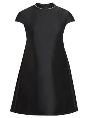 Prabal Gurung Pearly Collar Cap Sleeve Mini Dress - Black