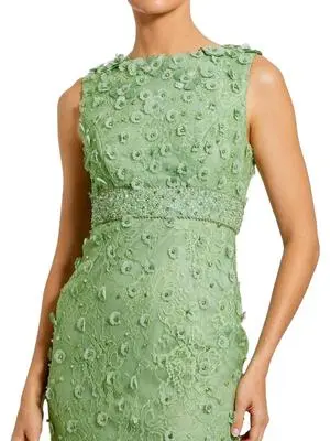 Mac Duggal Floral Beaded Sheath Dress - Sage