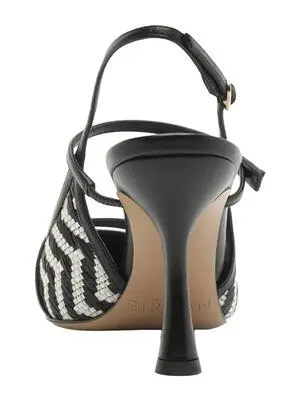 ALEXANDRE BIRMAN 85mm Tita Zig-zag Raffia Slingback Pumps - Black