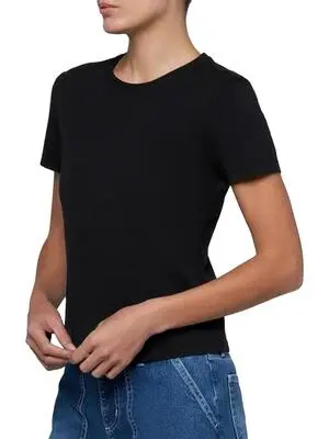 L & APOS;AGENCE Aileen Cotton Crewneck T-shirt - Black