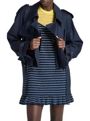 JW Anderson Cotton Crop Trench Jacket - Navy