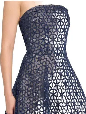 Naeem Khan Strapless Cording Gown - Navy
