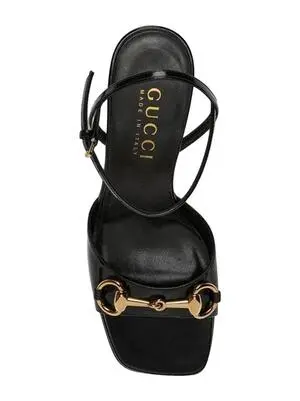 Gucci 85mm Signora Leather Ankle-strap Sandals - Black
