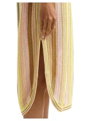 Zimmermann Indra Striped Crochet Cotton Midi Dres - Multi