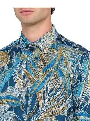 Robert Graham Apos;s Chorro Embroidered Leaf Print Shirt - Multi