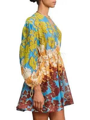 ALEMAIS Splice Cotton-silk Mini Dress - Multi