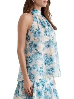 AQUA BLU AUSTRALIA Alice Floral Halter Top Blue