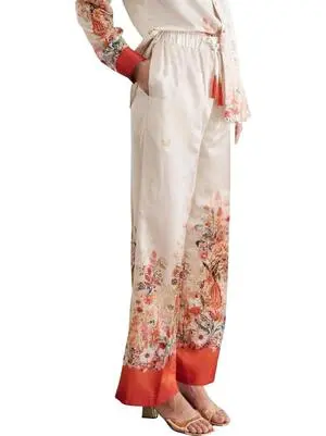 AQUA BLU AUSTRALIA Lexi Floral Drawstring Pants - Red