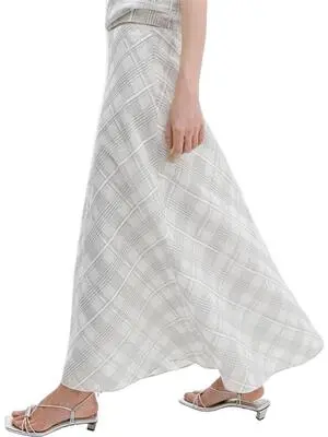 Rag & Bone Wren Plaid Silk-blend Skirt - Whtpl