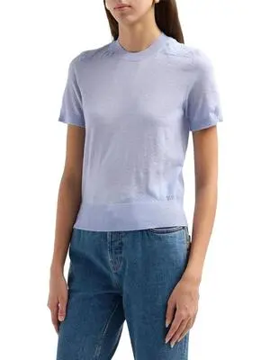 Burberry Winnie Check-shoulder Wool-silk Top - Sunbleache
