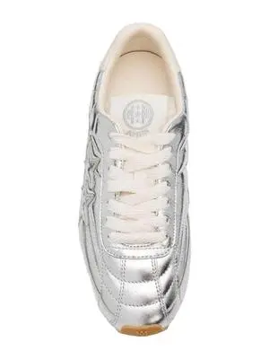 Amiri Pacific Football Slim Quilted Metallic Leather Sneakers - Silver