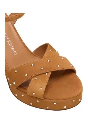 STUART WEITZMAN 90mm Dayna Sostud Suede Platform Sandals - Hazel