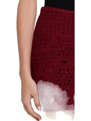 FRAME The Postcard Crochet Mini Skirt - Garnet