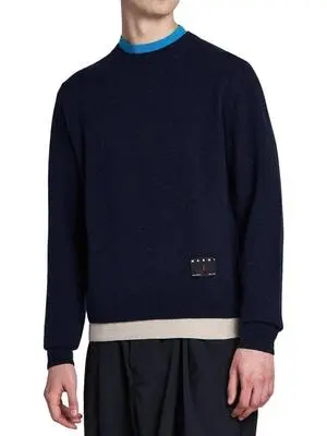 Marni Apos;s Contrast Trim Cashmere Crewneck Sweater - Deep/blue