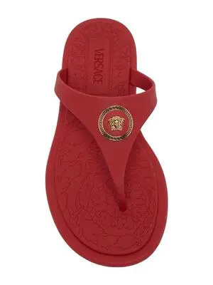 Versace Alia Medusa Rubber Thong Sandals - Fire-versa