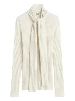 TOTEME Ribbed Bow Blouse - Ecru