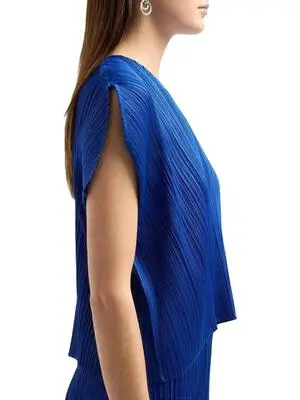 Issey Miyake Monthly Colors: July Pleats Short-sleeve Top - Blue